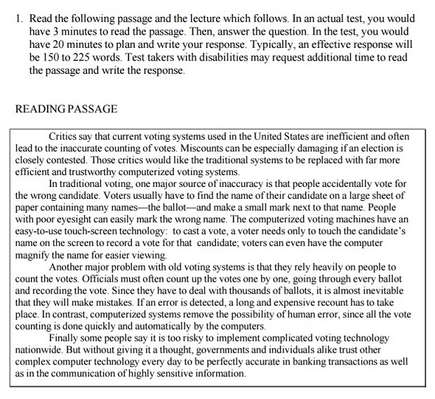  Toefl Ibt Sample Essay Topics 1 2019 TOEFL Writing Questions And 